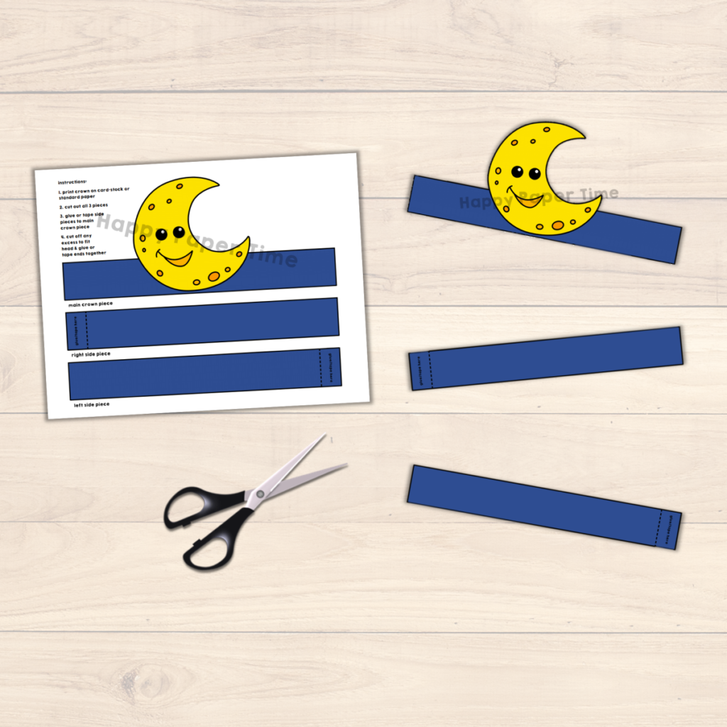 Moon Paper Crown Printable Astronomy Weather Costume Craft - Made By ...