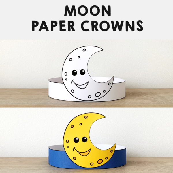 Moon Paper Crown Printable Astronomy Weather Coloring Costume Craft ...