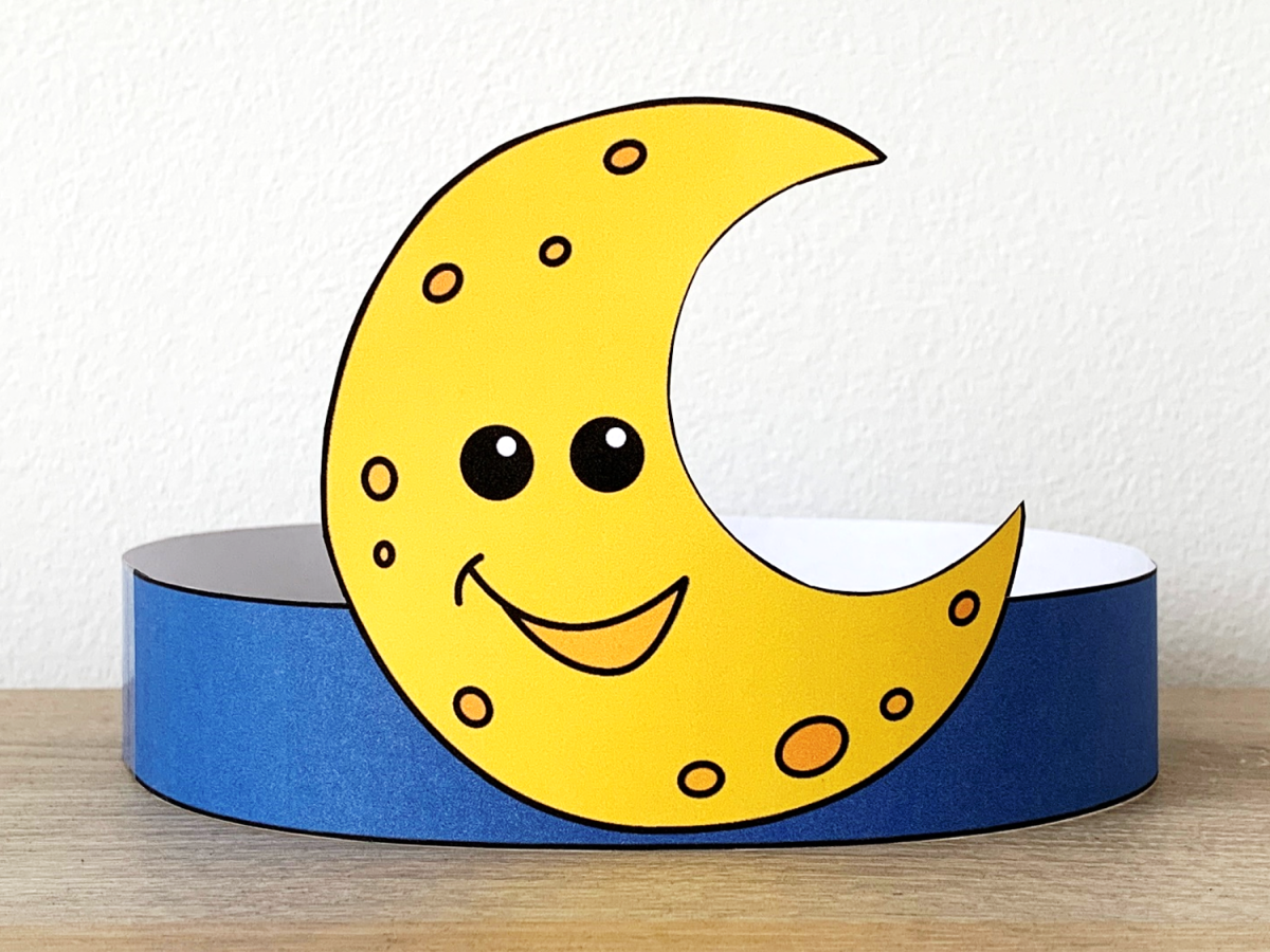 Moon Paper Crown Printable Astronomy Weather Coloring Costume Craft ...