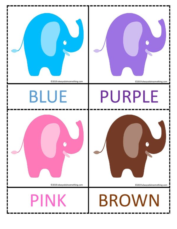 Color Flashcards | Preschool Flash Cards | Elephant Color Flash Cards ...