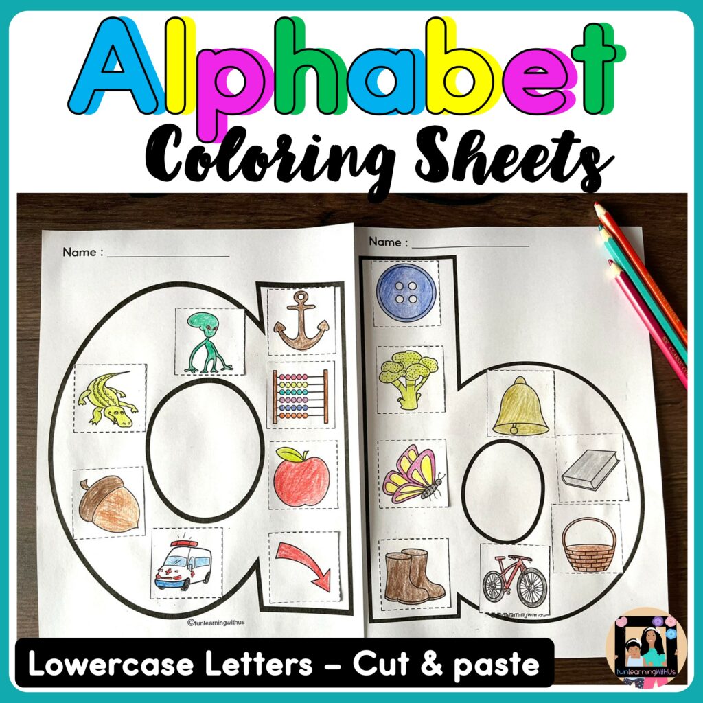 Lowercase Alphabet Coloring Activity Beginning A-Z Letter Sound | Made ...