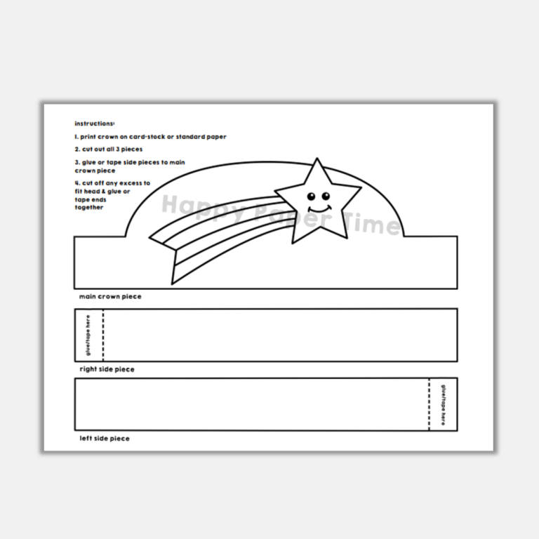 Shooting Star Paper Crown Printable Astronomy Weather Coloring Craft ...