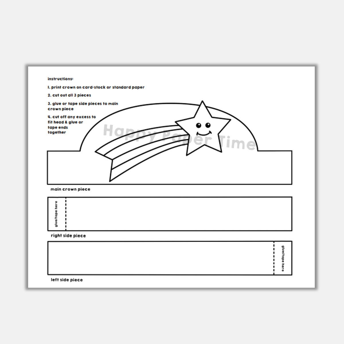 Shooting Star Paper Crown Printable Astronomy Weather Coloring Craft ...