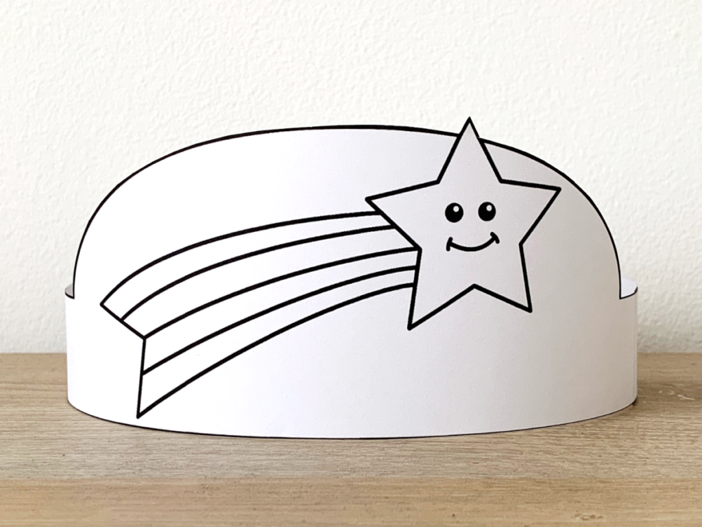 Shooting Star Paper Crown Printable Astronomy Weather Coloring Craft ...