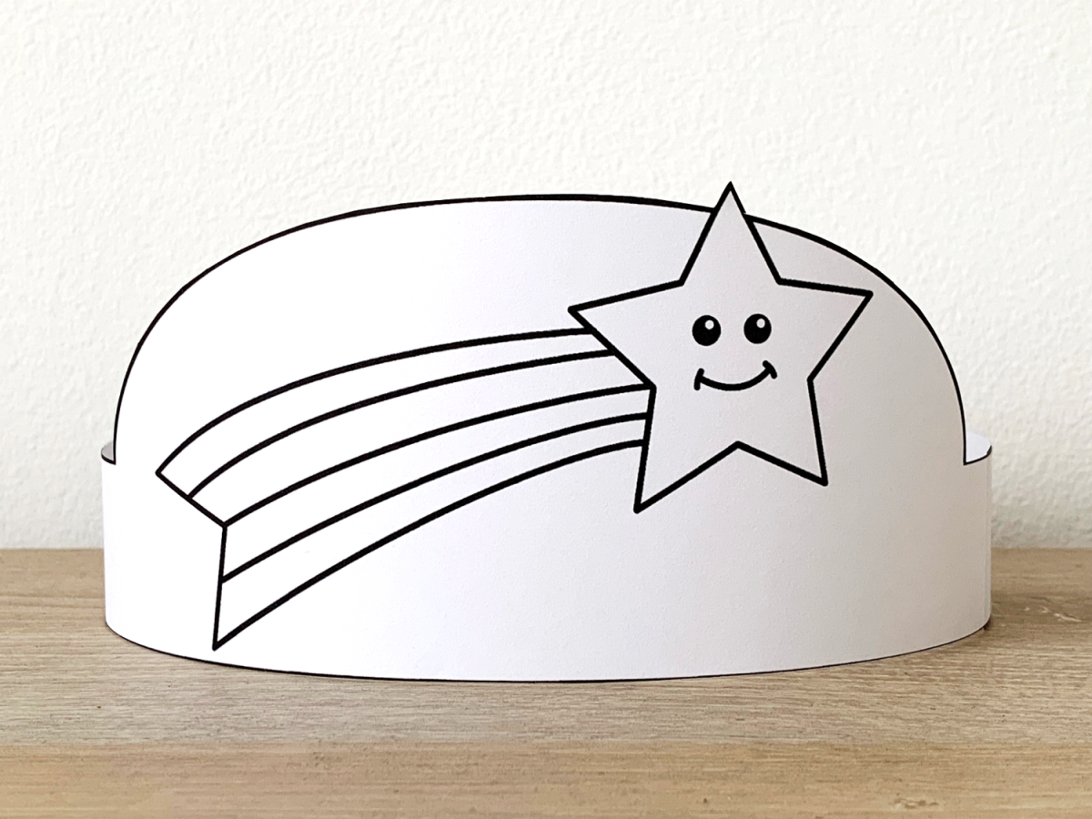 Shooting Star Paper Crown Printable Astronomy Weather Coloring Craft ...