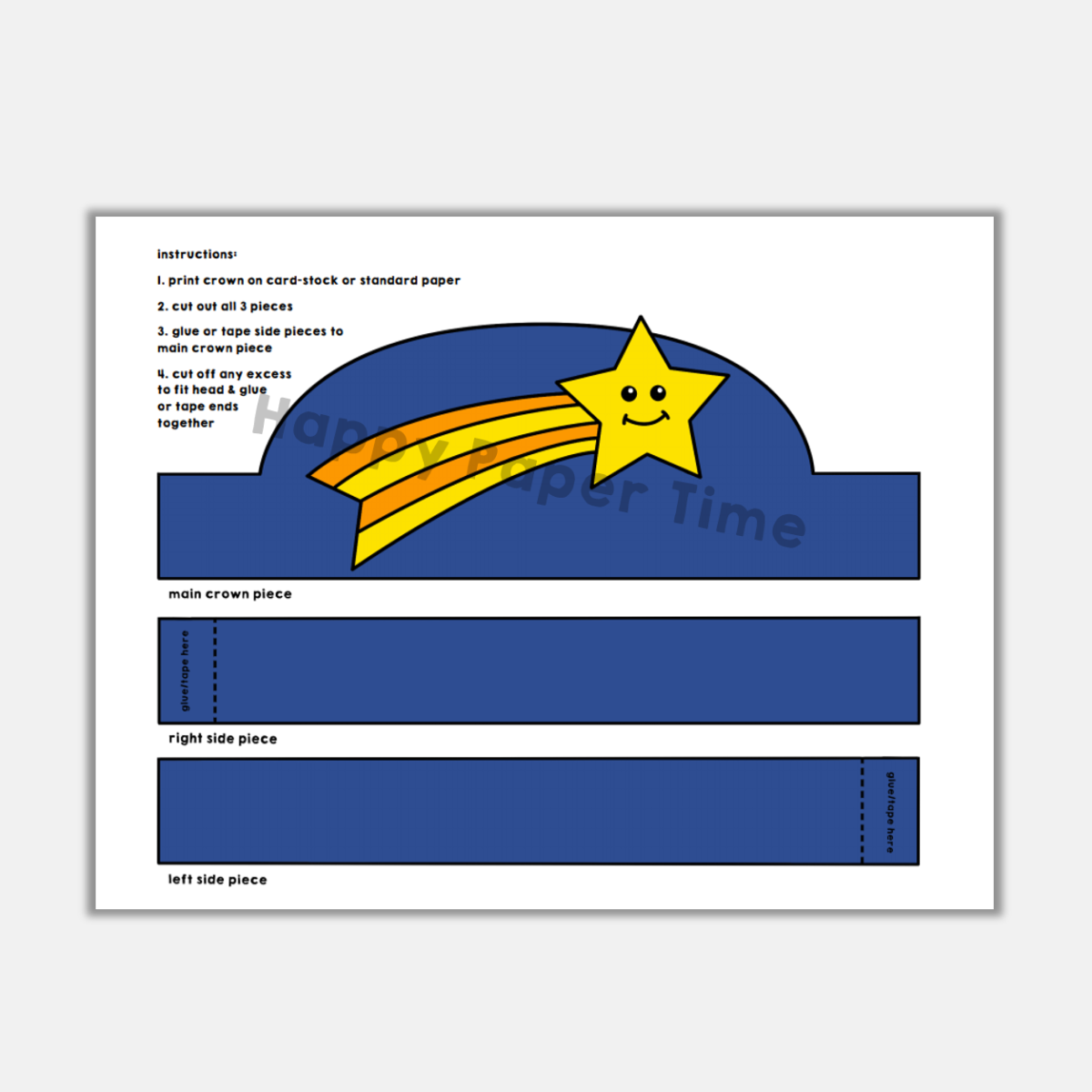 Shooting Star Paper Crown Printable Astronomy Weather Costume Craft ...