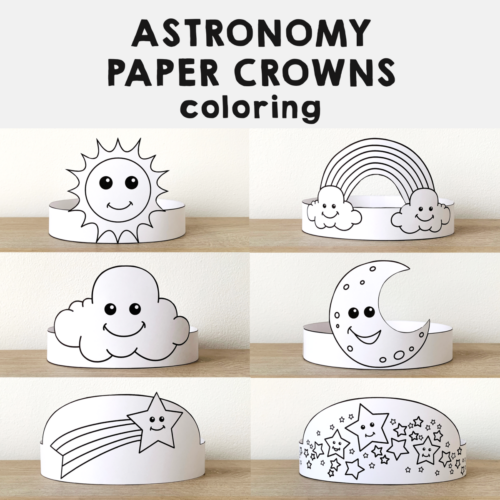 Astronomy Paper Crowns Headbands Printable Coloring Sky Craft Activity ...