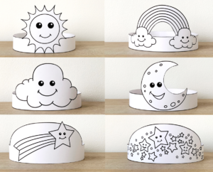 Astronomy Paper Crowns Headbands Printable Coloring Sky Craft Activity ...
