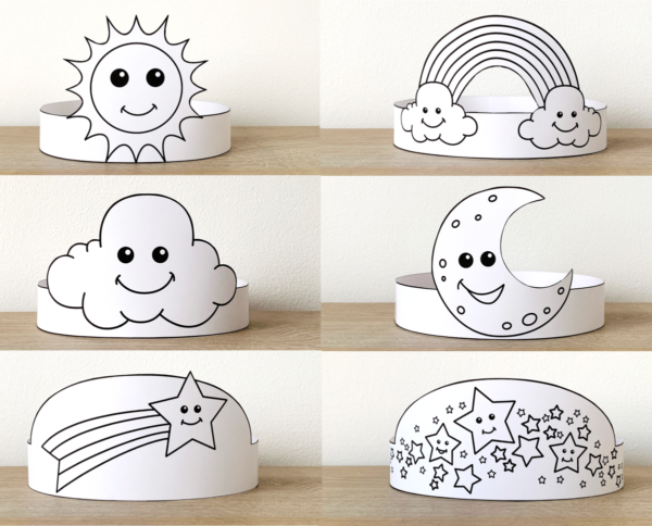 Astronomy Paper Crowns Headbands Printable Coloring Sky Craft Activity ...