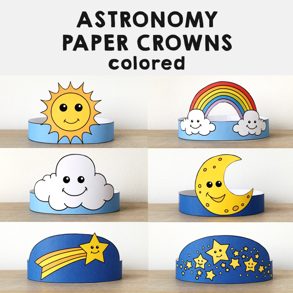 Astronomy Paper Crowns Headbands Printable Costume Sky Craft Activity ...