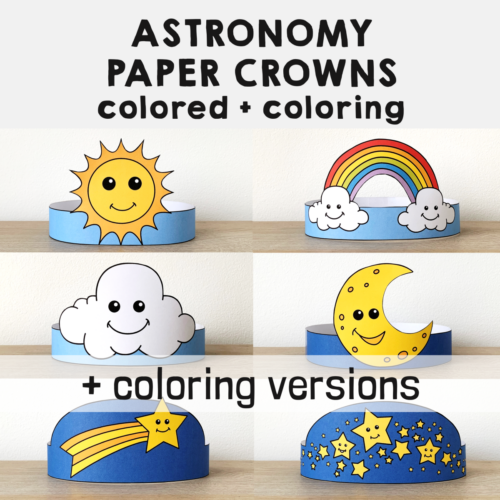 Astronomy Paper Crowns Headbands Printable Coloring Sky Craft Activity ...