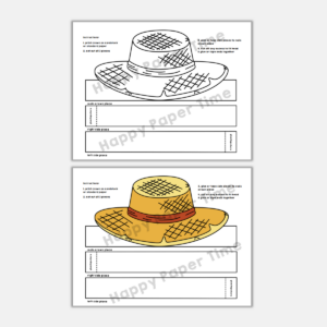 Farmer Straw Hat Gardener Paper Crowns Printable Coloring Craft ...