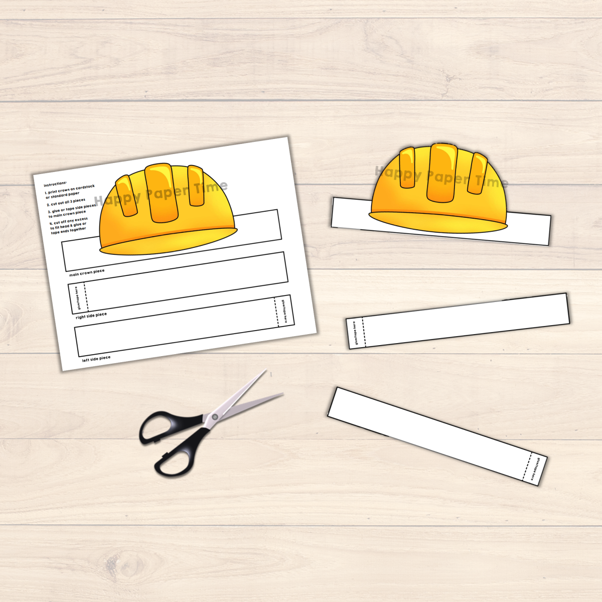 Builder Helmet Construction Paper Crown Printable Costume Craft ...