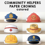 Community Helpers Paper Hats Career Day Printable Paper Costume Craft ...