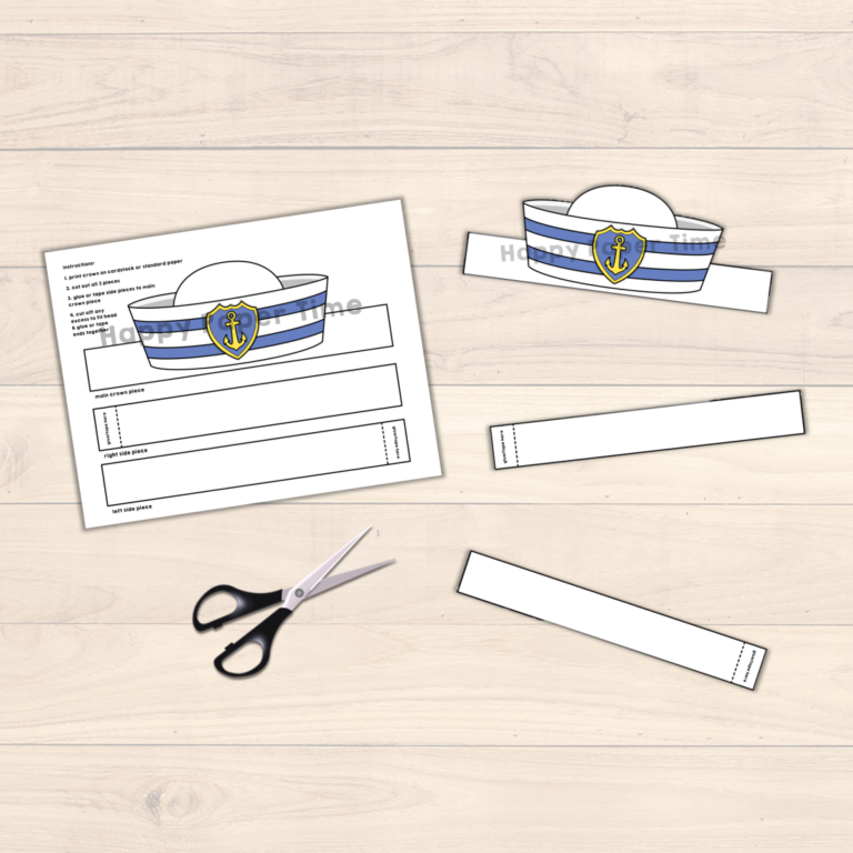 Sailor Cap Hat Paper Crown Printable Costume Craft Activity | Made By ...