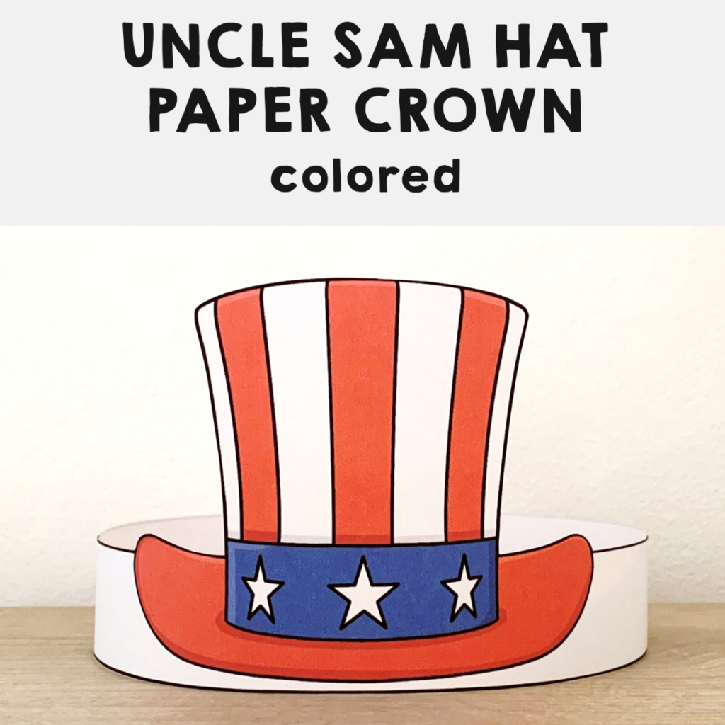 Uncle Sam Hat Paper Crown Printable America Costume Craft Activity ...