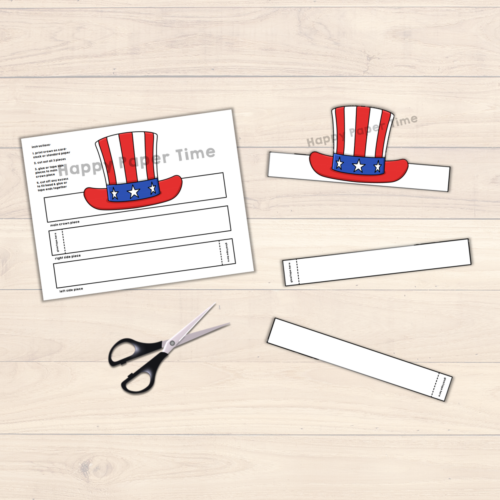Uncle Sam Hat Paper Crown Printable America Costume Craft Activity ...