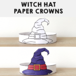 Witch Hat Paper Crowns Printable Coloring Halloween Spooky Craft ...