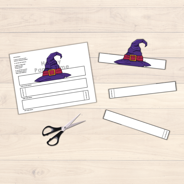 Witch Hat Paper Crowns Printable Coloring Halloween Spooky Craft ...