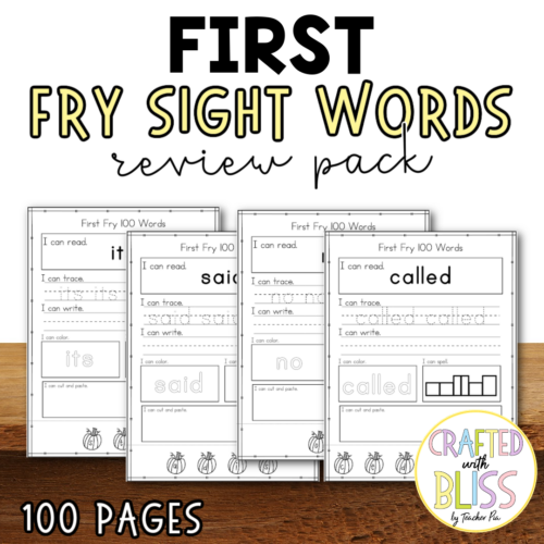 Fry's First 100 Sight Words Review Pack | Literacy Center | Made By ...