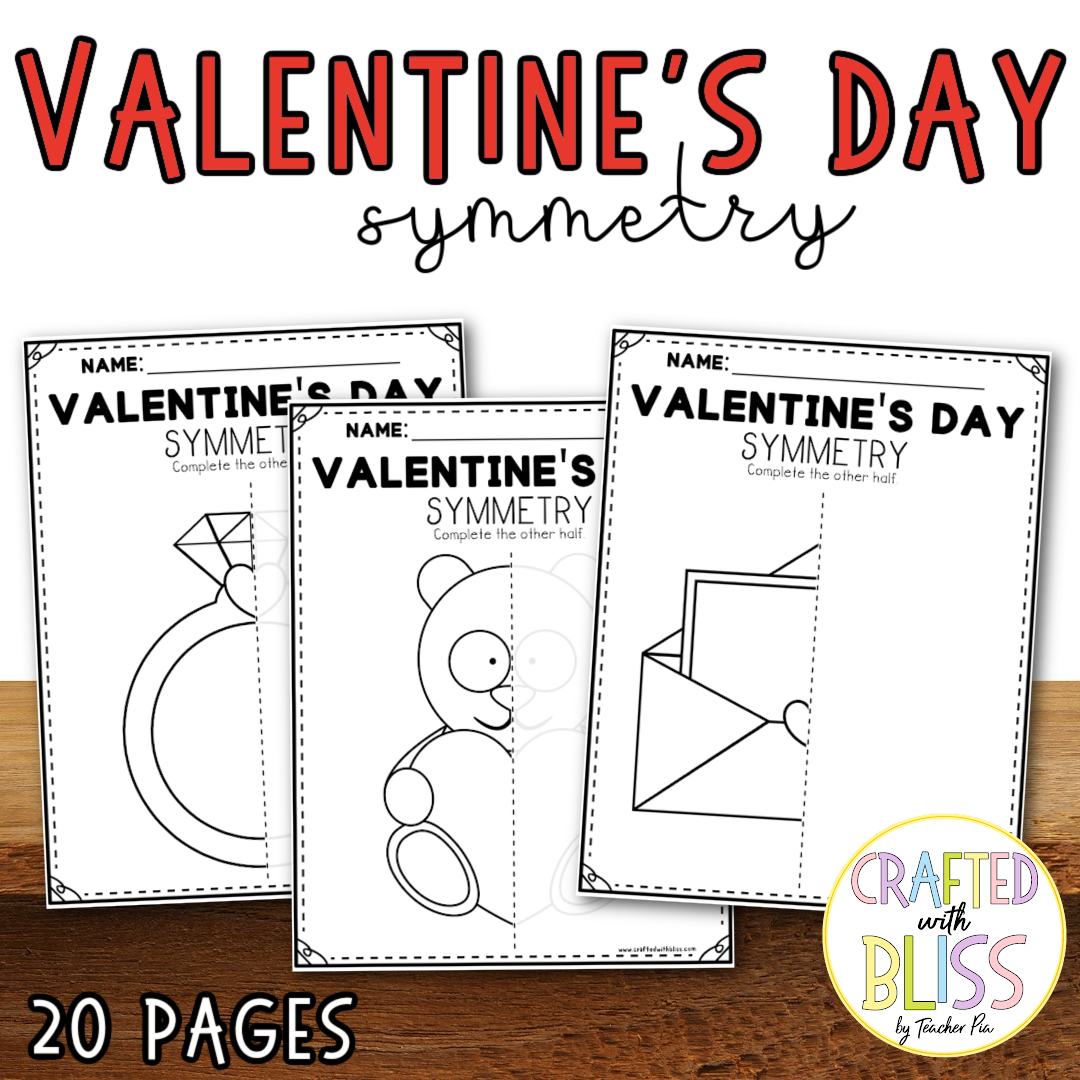Valentine's Day Symmetry For kids, Drawing Challenge For Early ...