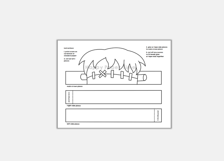 Frankenstein Paper Crown Printable Coloring Halloween Spooky Craft ...