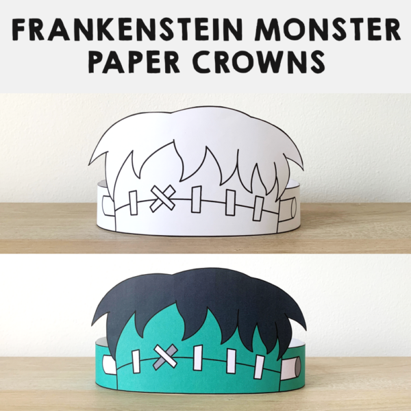 Frankenstein Paper Crown Printable Coloring Halloween Spooky Craft ...