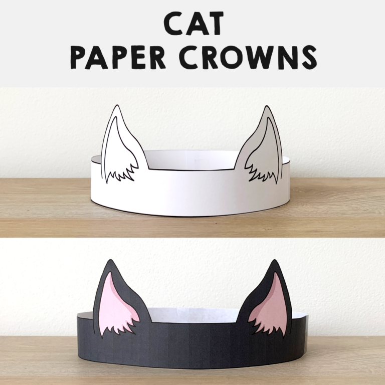 Black Cat Paper Crown Printable Coloring Halloween Spooky Craft ...