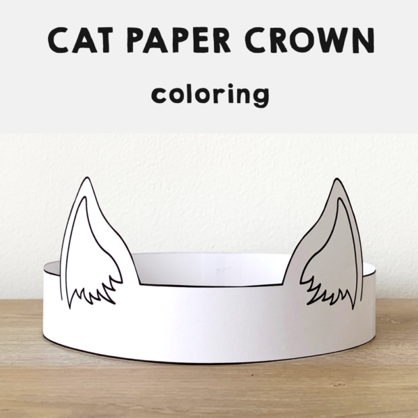 Black Cat Paper Crown Printable Coloring Halloween Spooky Craft ...