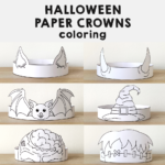 Halloween Paper Hats Spooky Day Printable Paper Coloring Craft - Made ...
