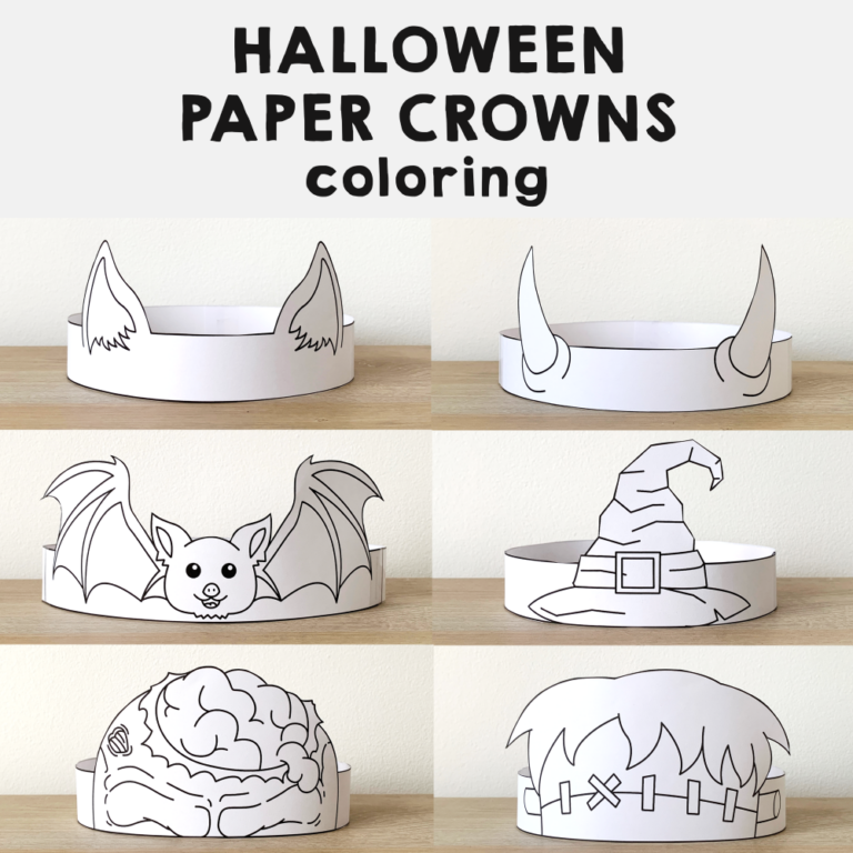 Halloween Paper Hats Spooky Day Printable Paper Coloring Craft | Made ...