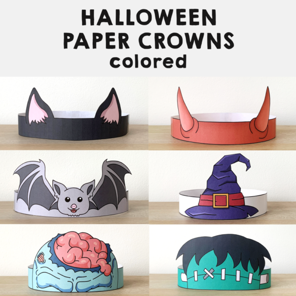 Halloween Paper Hats Spooky Day Printable Paper Costume Craft | Made By ...