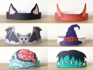 Halloween Paper Hats Spooky Day Printable Paper Costume Craft | Made By ...