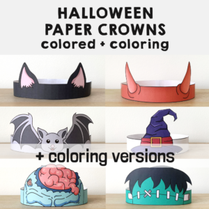 Halloween Paper Hats Spooky Day Printable Paper Coloring Craft - Made ...