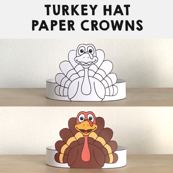 Turkey Hat Paper Crown Printable Costume Thanksgiving Craft Activity ...