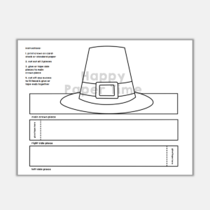 Pilgrim Hat Paper Crown Printable Coloring Thanksgiving Craft Activity ...