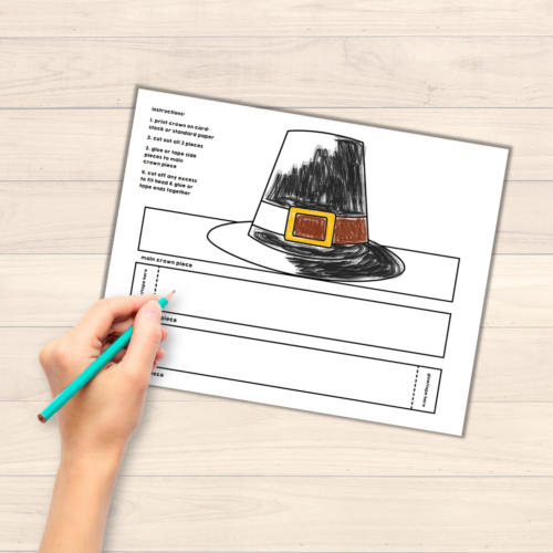 Pilgrim Hat Paper Crown Printable Coloring Thanksgiving Craft Activity ...
