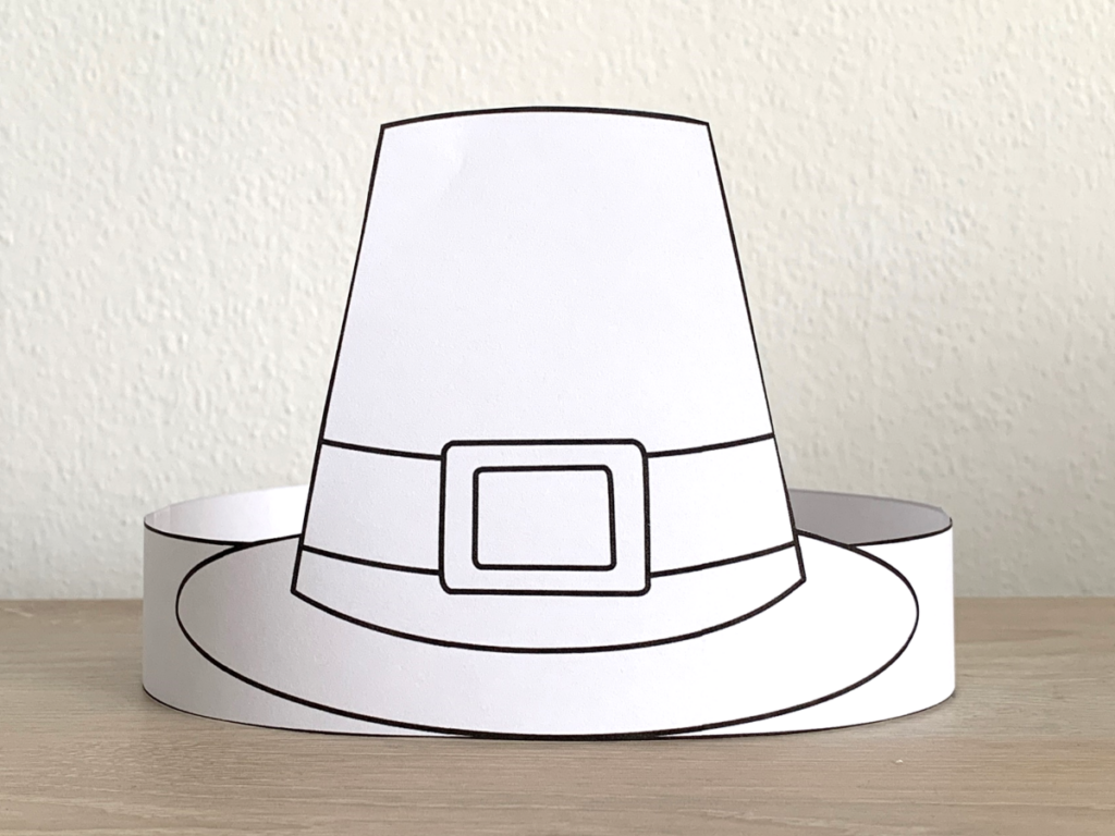 Pilgrim Hat Paper Crown Printable Coloring Thanksgiving Craft Activity ...