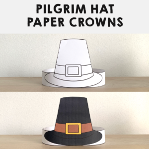 Pilgrim Hats Paper Crowns Printable Coloring Thanksgiving Craft ...