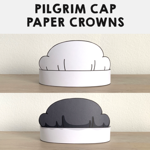Pilgrim Hat Cap Paper Crowns Printable Coloring Thanksgiving Craft ...