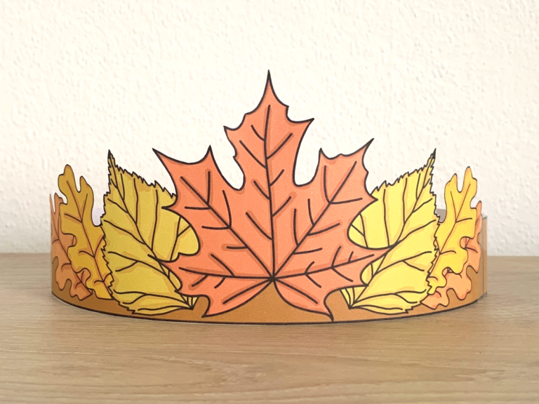 Autumn Fall Leaves Paper Crowns Printable Coloring Craft Activity ...