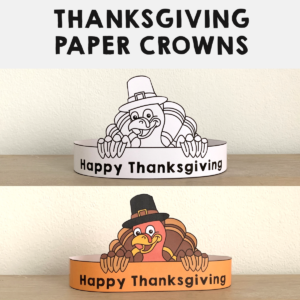 Thanksgiving Turkey Paper Crowns Printable Coloring Craft Activity ...