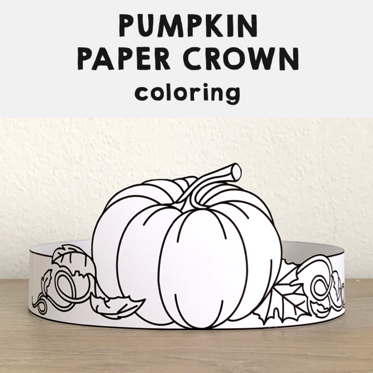 Pumpkin autumn fall Paper Crown Printable Coloring Craft Activity ...