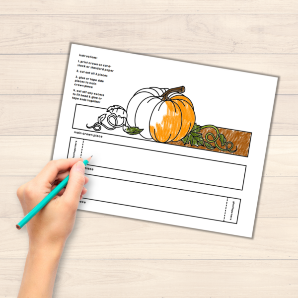 Pumpkin autumn fall Paper Crown Printable Coloring Craft Activity ...