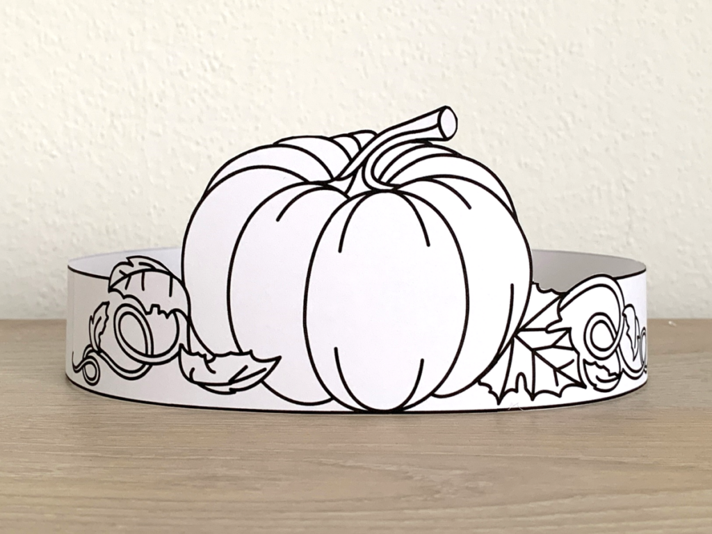 Pumpkin autumn fall Paper Crowns Printable Coloring Craft Activity ...