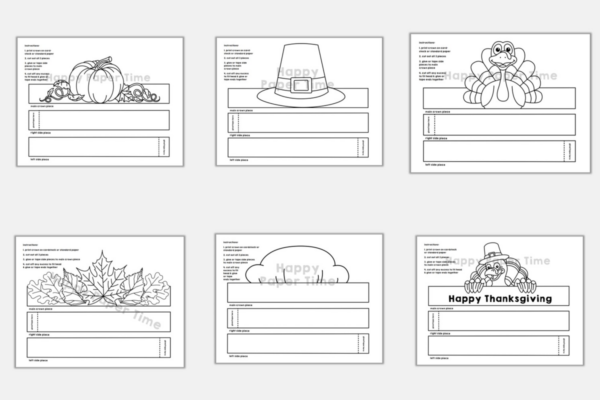 Thanksgiving Hats Crowns Printable Paper Coloring Fall Autumn Craft ...