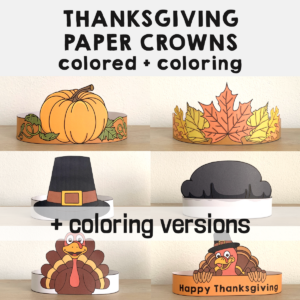 Thanksgiving Hats Crowns Printable Paper Coloring Fall Autumn Craft ...