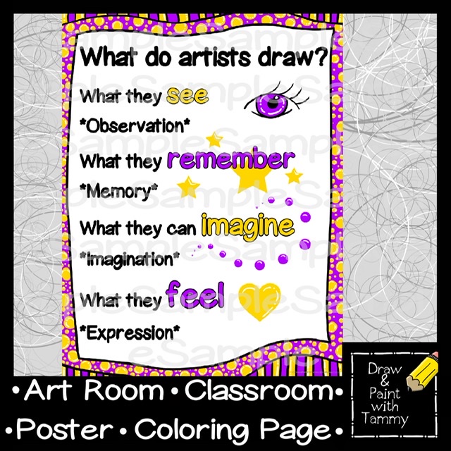 What artists draw art room poster set with coloring pages | Made By ...