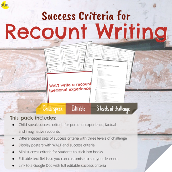 Success Criteria for Recount Writing - Made By Teachers