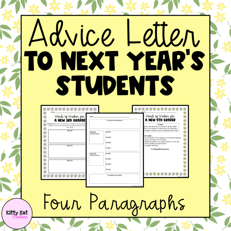 Advice Letter to Future Students | End of the Year 4 Paragraph Writing ...